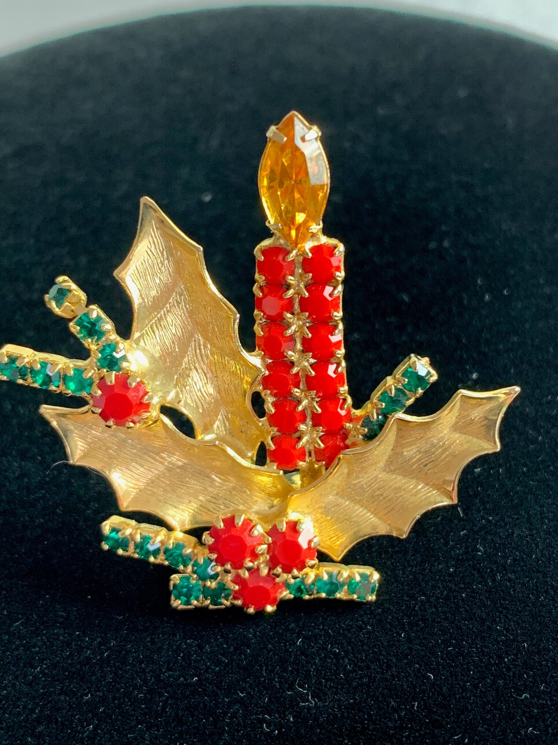 Lovely Holiday Candle Pin Accented With Holly Berries! - Etsy