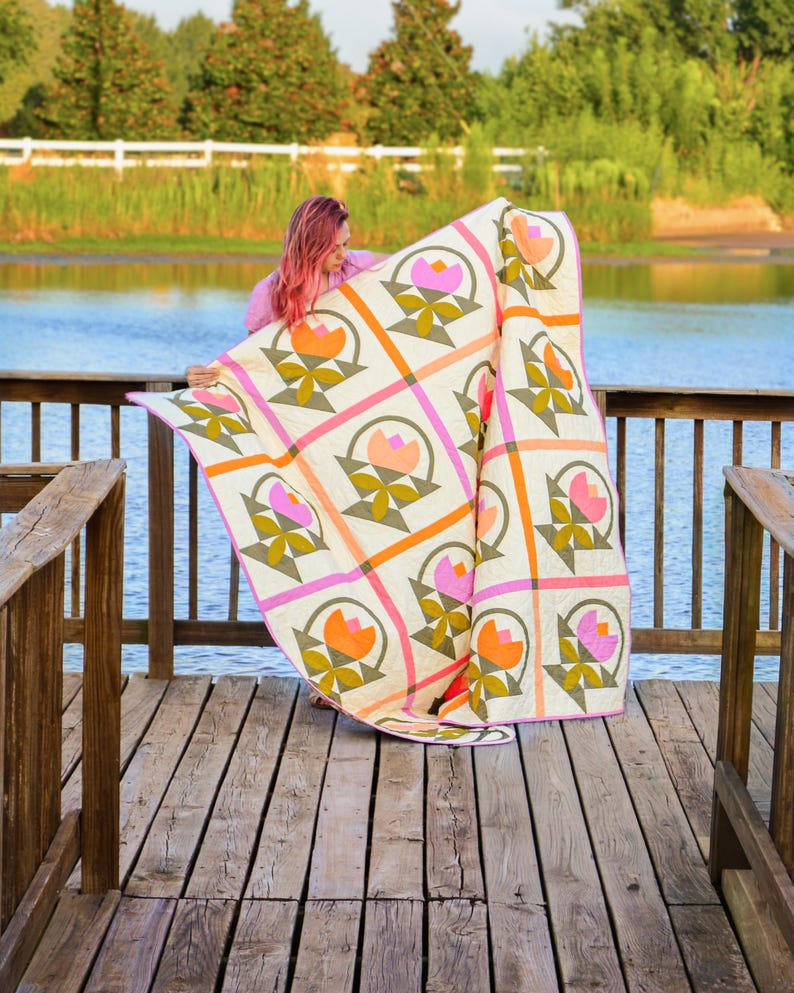Bloom Basket Quilt Pattern (PDF Pattern) | Pillow Crib Throw Bed Modern ...