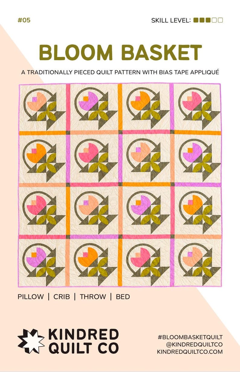 Bloom Basket Quilt Pattern (PDF Pattern) | Pillow Crib Throw Bed Modern ...