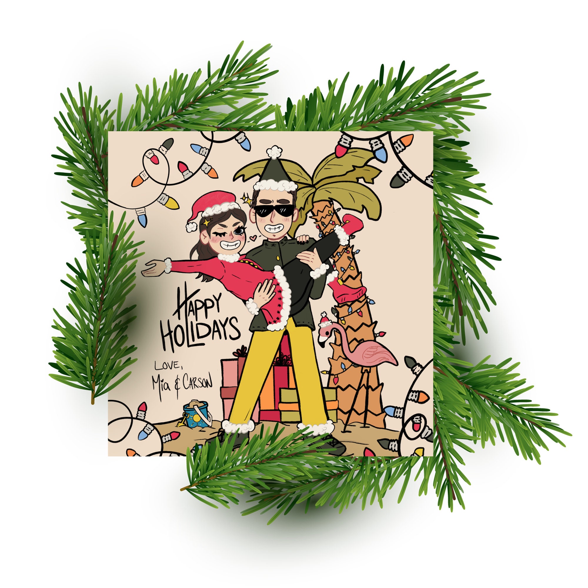 Custom Illustrated Christmas Portrait - Etsy