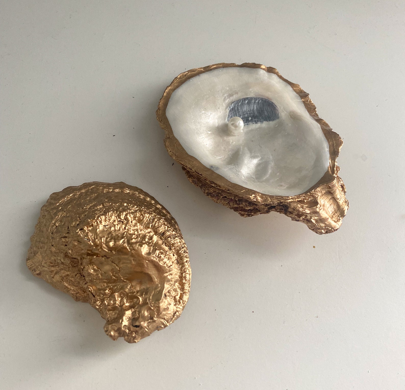 Pearl and Gold Oyster Shell Décor Ring Dish Bridal Gift MOH - Etsy