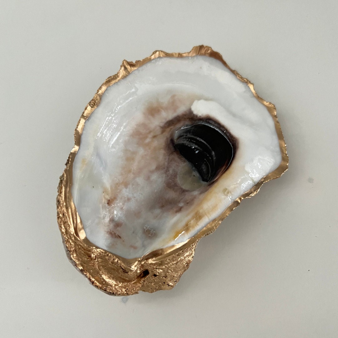 Oyster Shell Décor Natural and Gold, Ring Dish, Bridal Gift, MOH ...