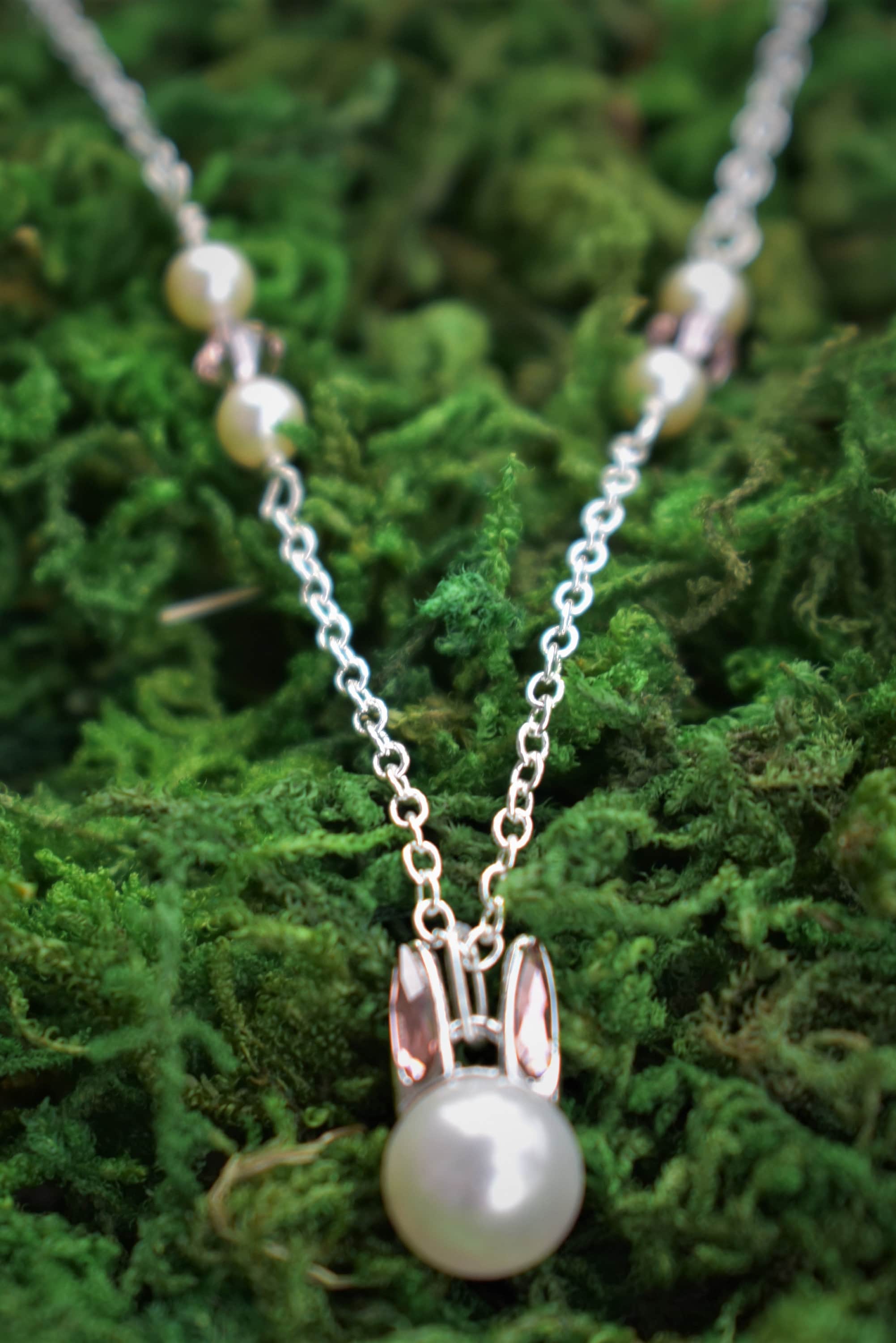 Buy Easter Bunny Necklace With Swarovski Pearl and Crystal Accents on ...