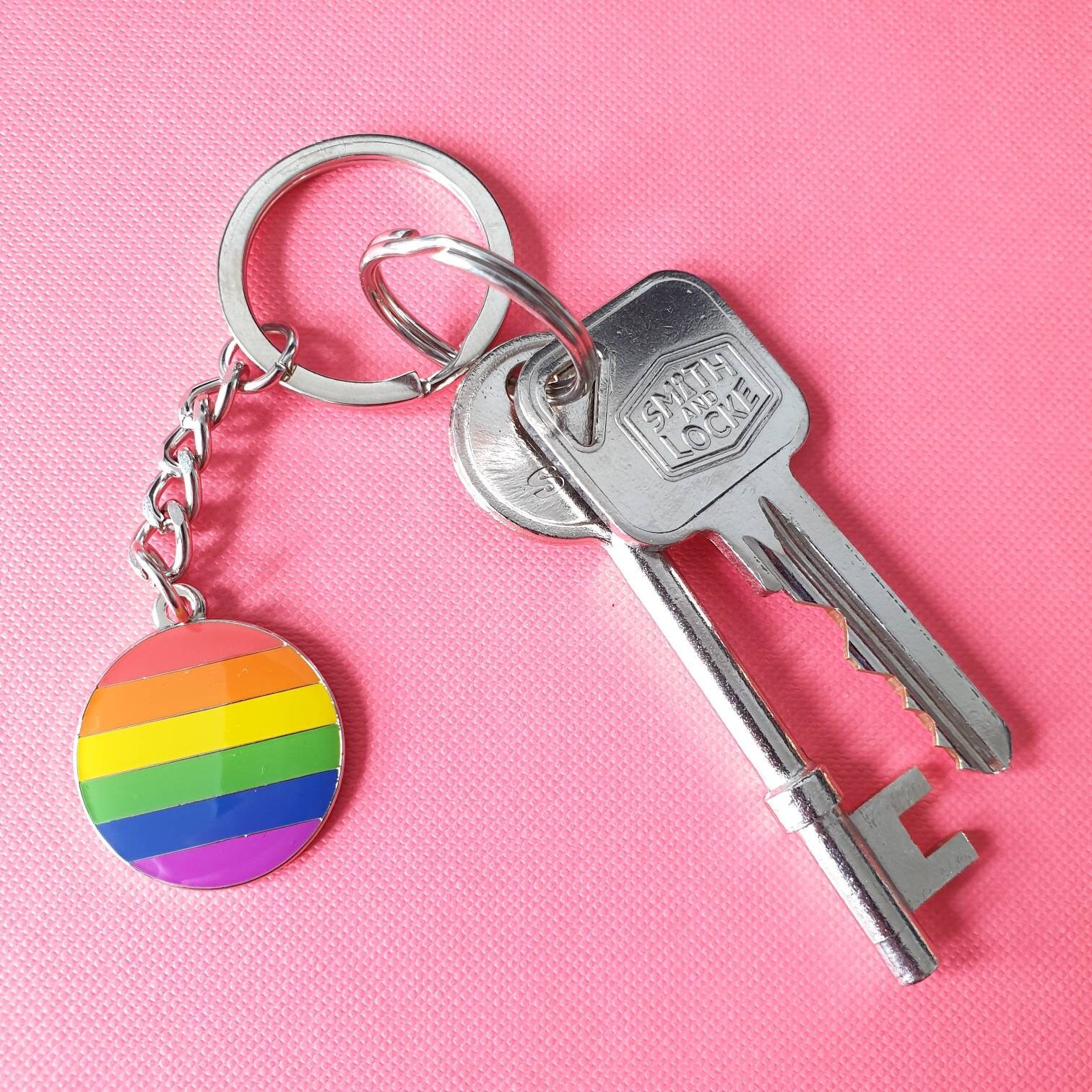 LGBTQ Pride Flag Keyring Gay Pride Key Fob Chain Keychain - Etsy