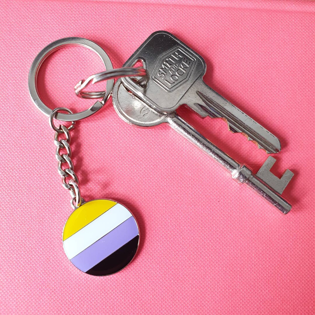 Non-binary NB Pride Flag Keyring Enby LGBTQ - Etsy UK