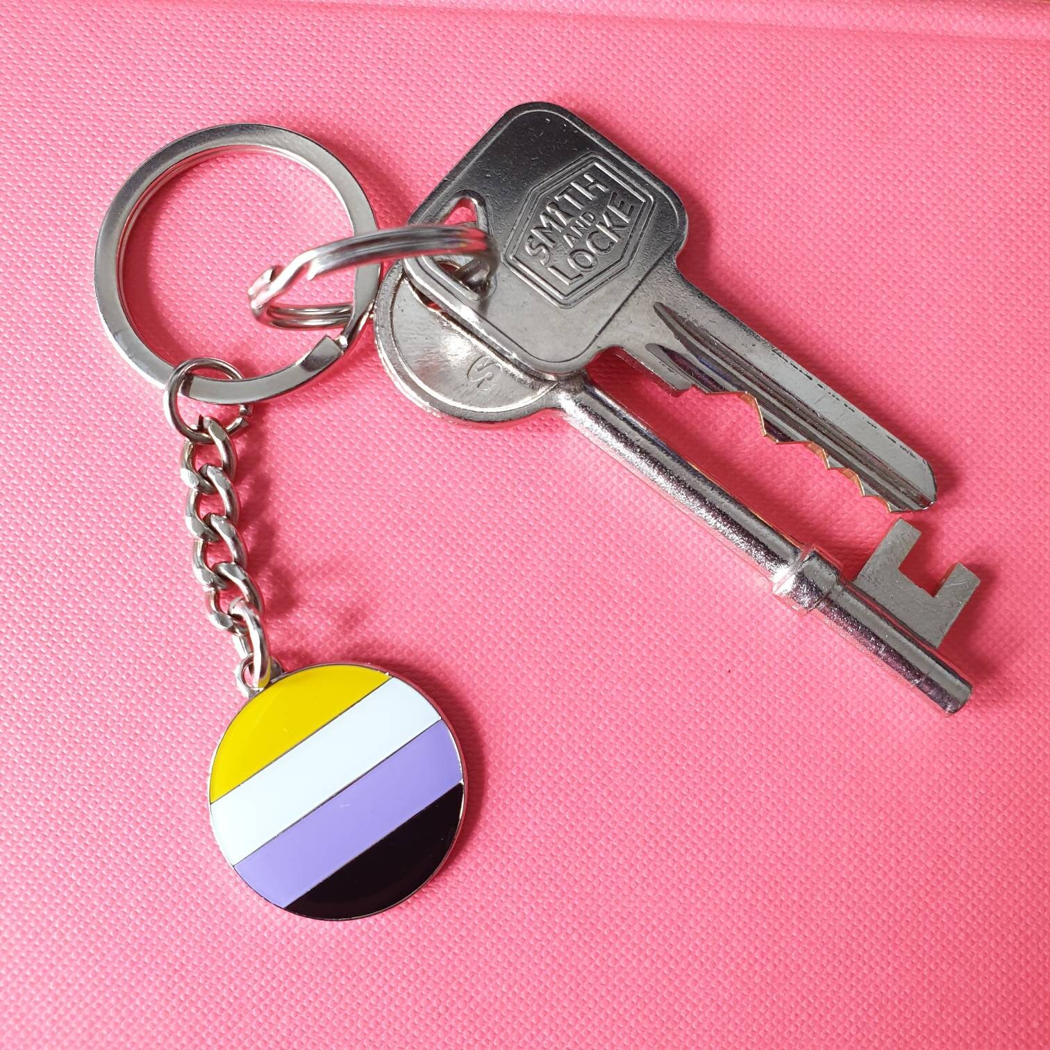 Non-binary NB Pride Flag Keyring Enby LGBTQ - Etsy UK