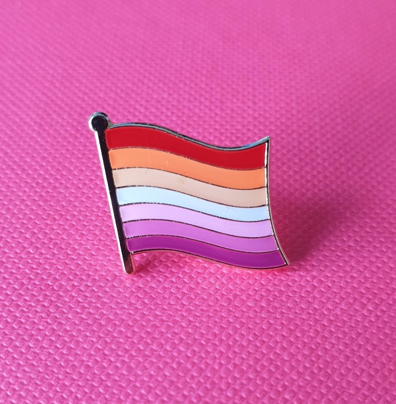 Lesbian Pride Sunset Flag Pin Badge Etsy
