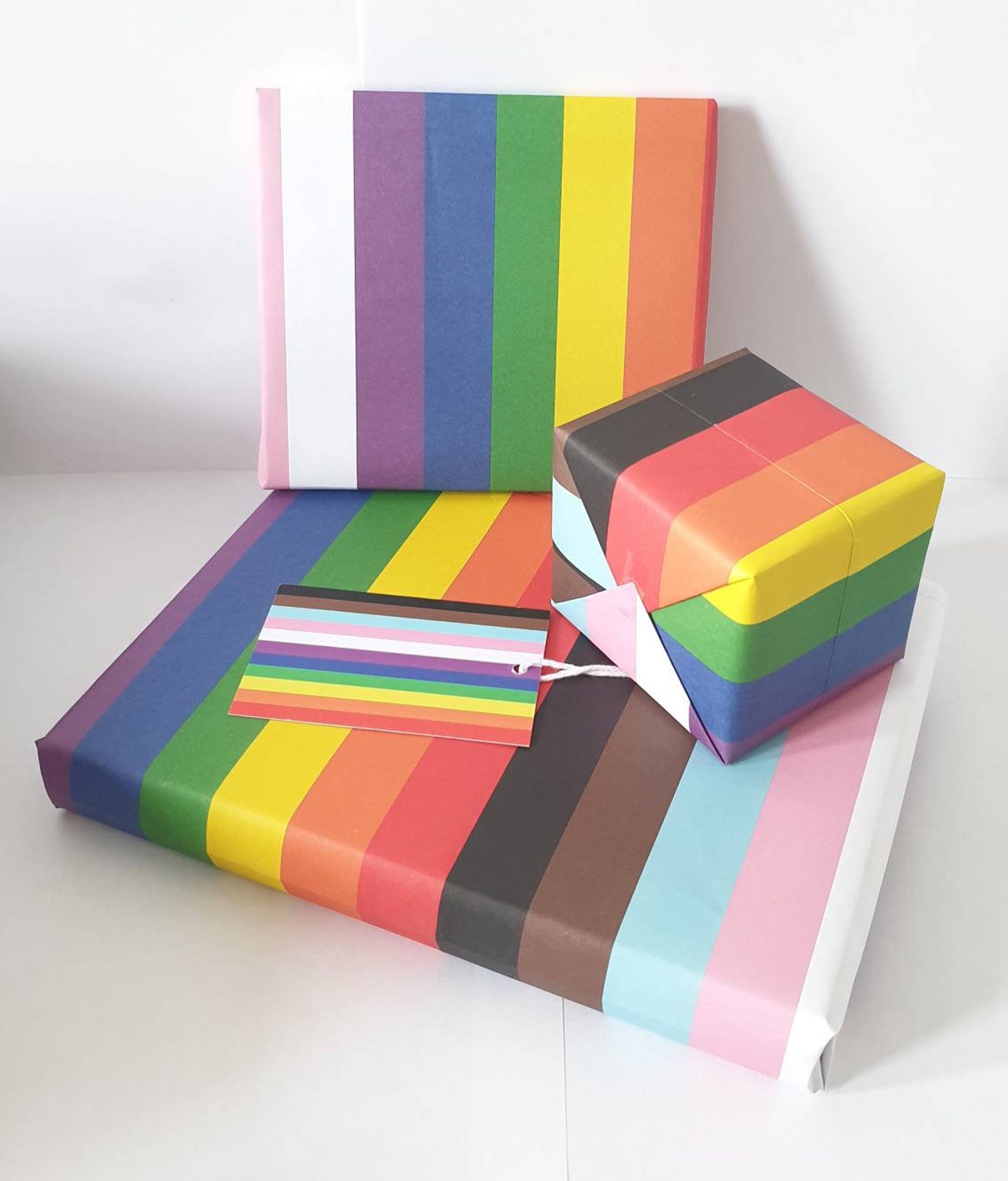 LGBTQ Pride Wrapping Paper Gift Wrap Tag Set Progress Flag - Etsy