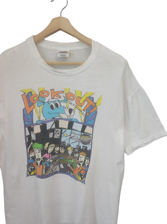 Vintage 90 Rare Vintage Lookout Records T Shirt Crim… - Gem