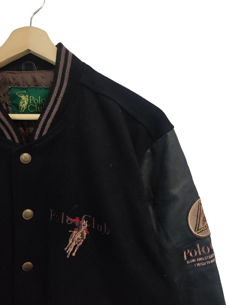 Vintag 90s Polo Club Varsity Jacket Letterman Jack Hamilton Leather ...