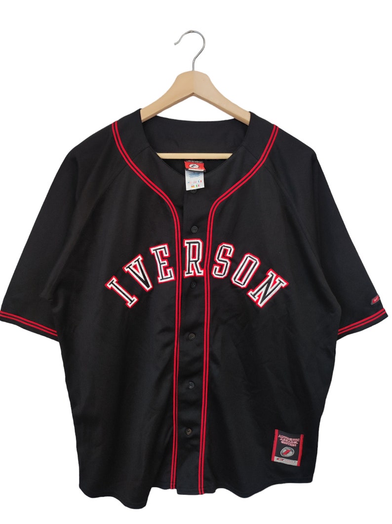 Allen Iverson I3 Button Down Baseball Jersey Reebok Authentic Edition ...