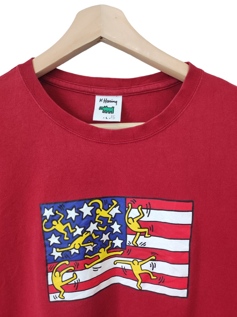 Vintage Keith Haring POP SHOP Haring USA Flag Vintage Haring Pop Art ...
