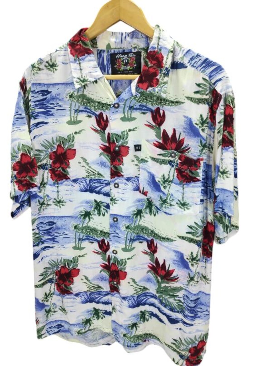 100% Rayon HAWAIIAN Hang Ten Shirt Aloha Beach Vintage 1980's ...