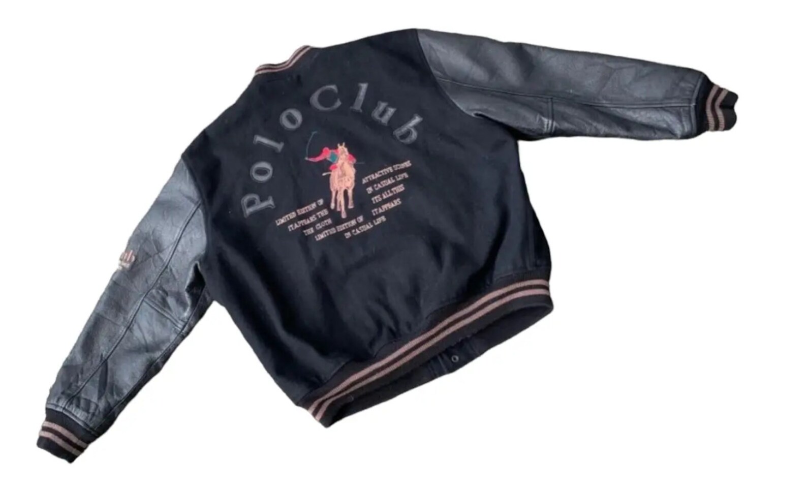 Vintag 90s Polo Club Varsity Jacket Letterman Jack Hamilton Leather ...