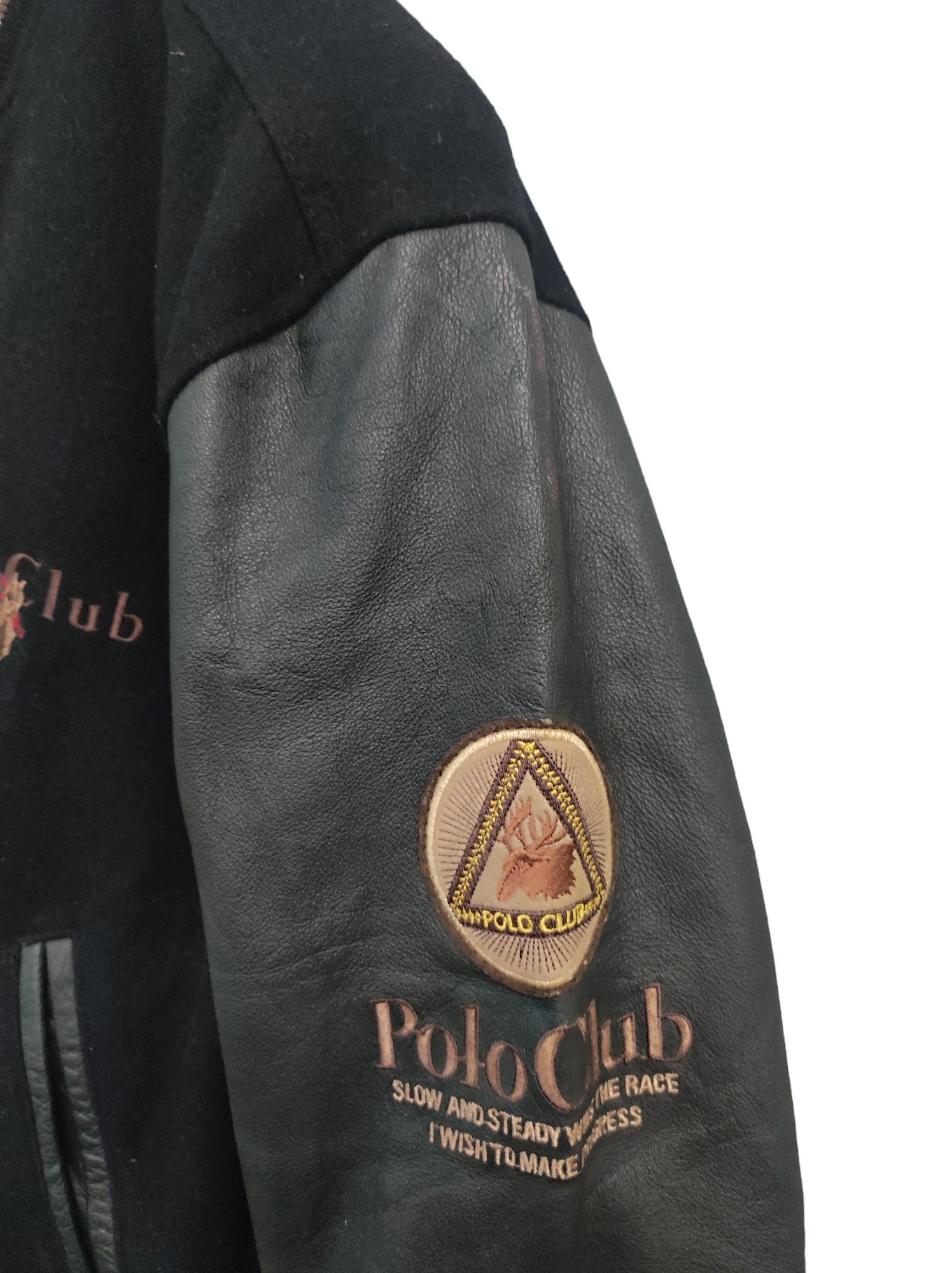 Vintag 90s Polo Club Varsity Jacket Letterman Jack Hamilton Leather ...