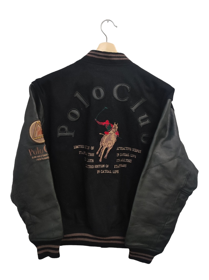 Vintag 90s Polo Club Varsity Jacket Letterman Jack Hamilton Leather ...