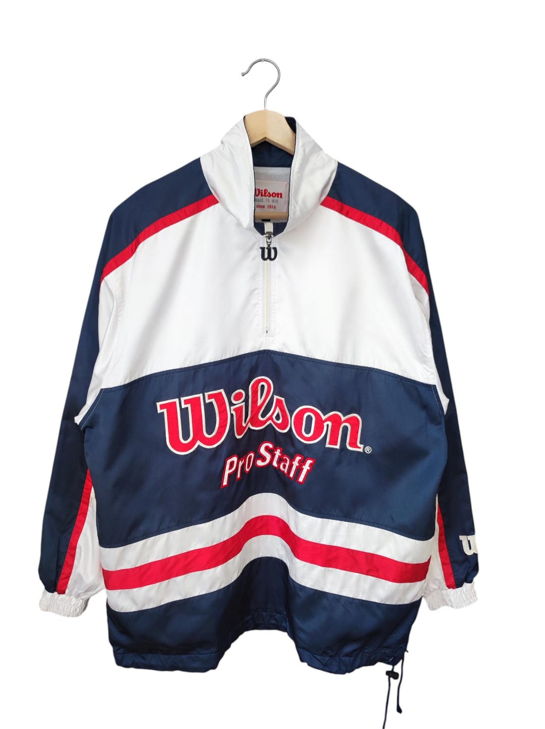 Vintage 80's Wilson Embroidery Pro Staff Coach Jacket Court Casual ...