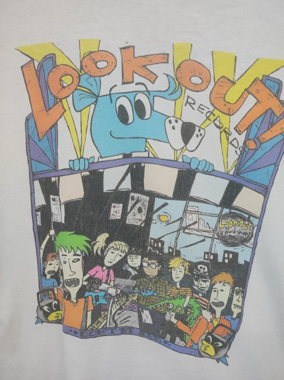 Vintage 90 Rare Vintage Lookout Records T Shirt Crim… - Gem