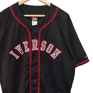 Allen Iverson I3 Button Down Baseball Jersey Reebok Authentic Edition ...