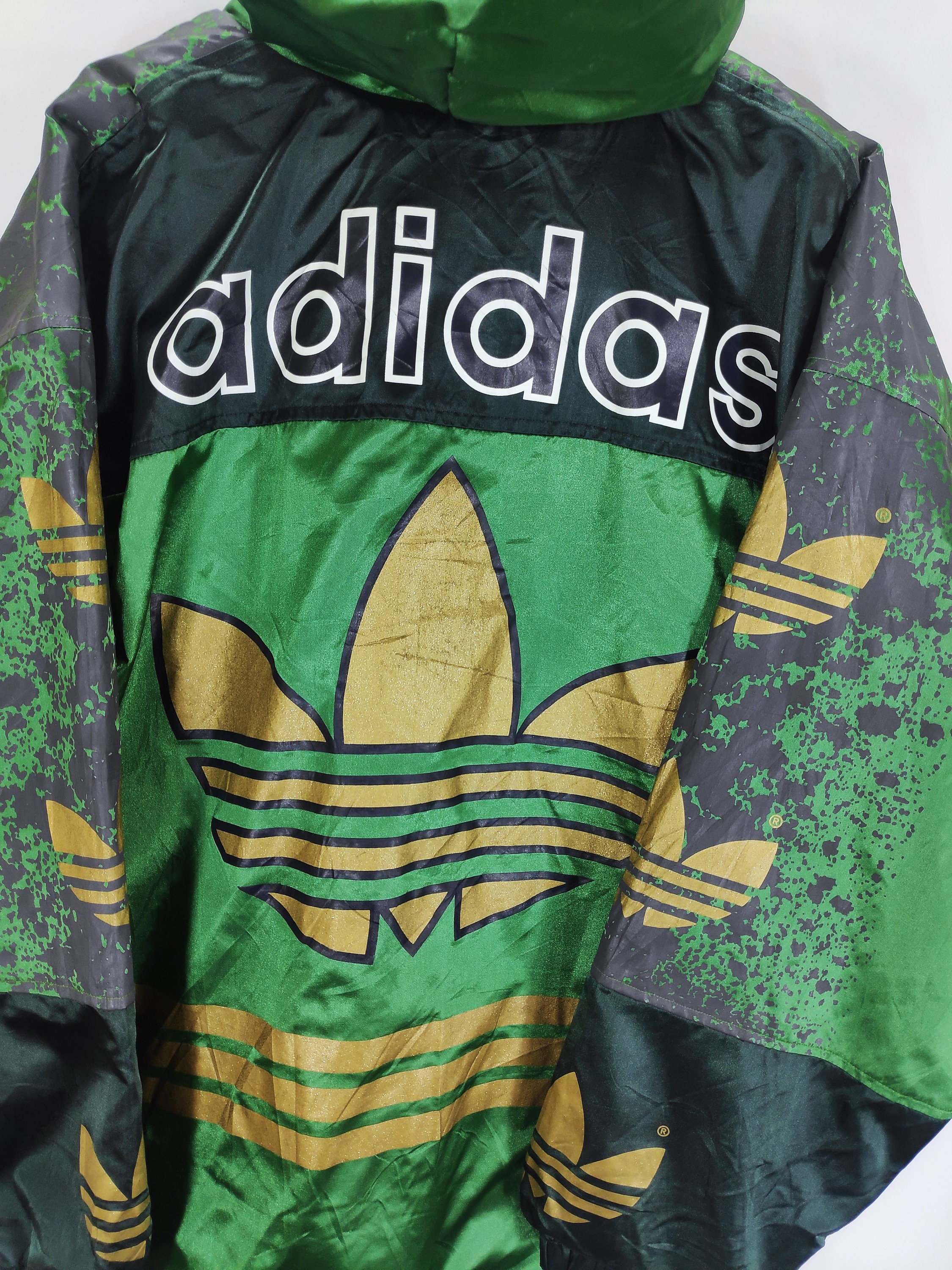 90s Adidas feo hecho en Japón ADIDAS Gran Logo Trefoil Adidas Chaqueta ...