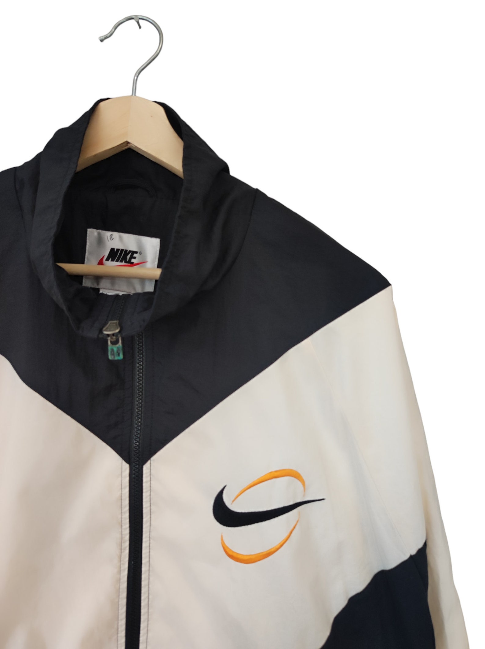 Vintage Nike Swoosh Nike 90s White Black White Windbraker Jacket Nike ...
