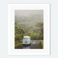 VW Bus Print, VW Bus Next to Directional Waypoint Sign in the Desert ...