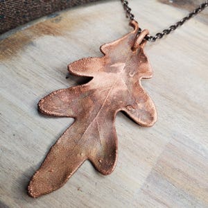 Copper Oak Leaf Pendant. Real Electroformed Leaf Necklace With a 24 ...
