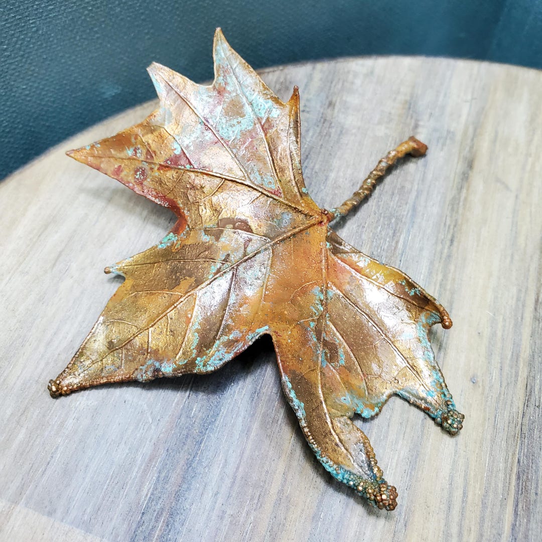 Copper Electroformed Sycamore Leaf. Copper Plated Leaf With a Salt ...