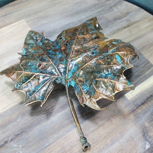 Copper Plated Sycamore Leaf With a Forced Salt Patina. Copper ...