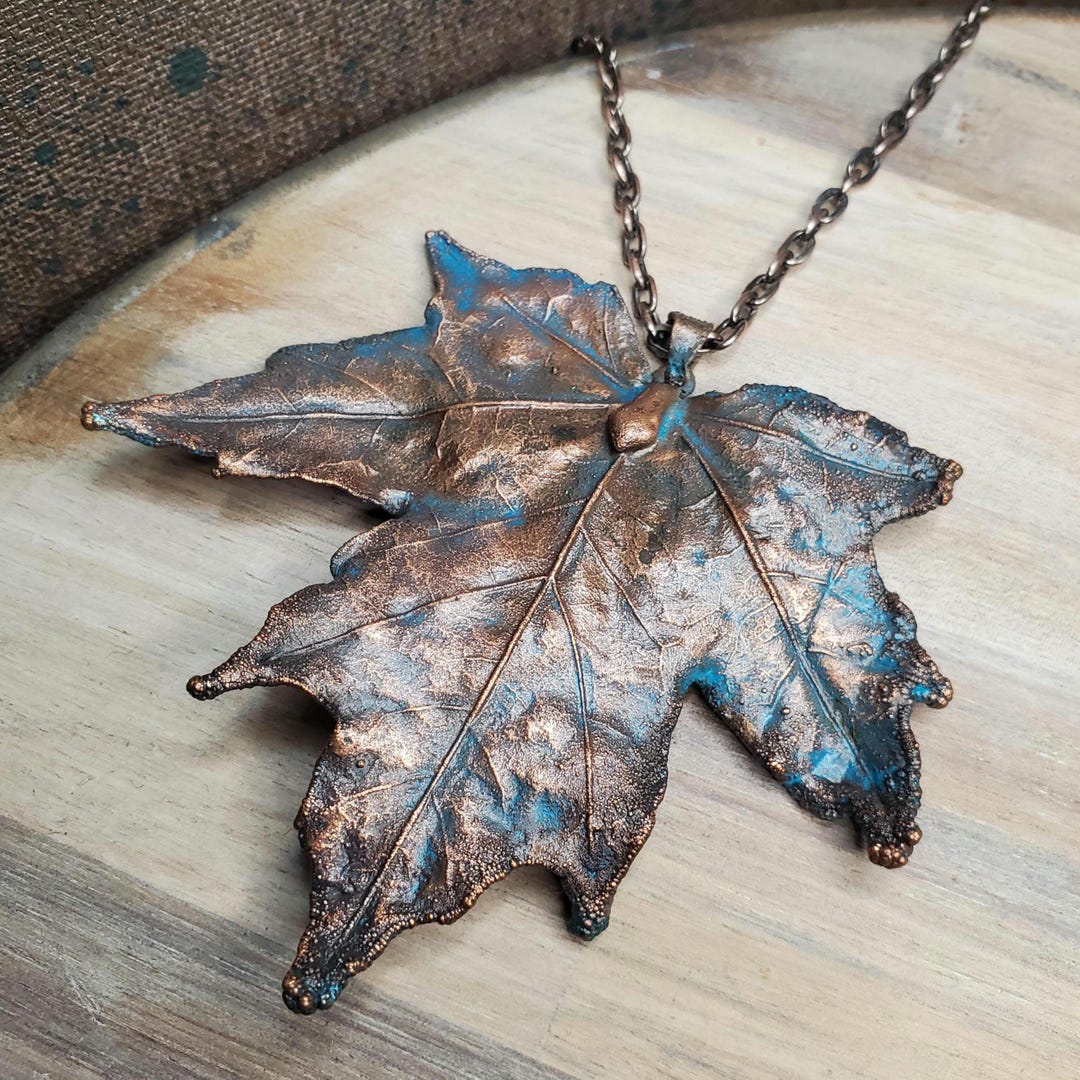 Larger Copper Maple Leaf Pendant. Made With a Real Leaf. Electroformed ...