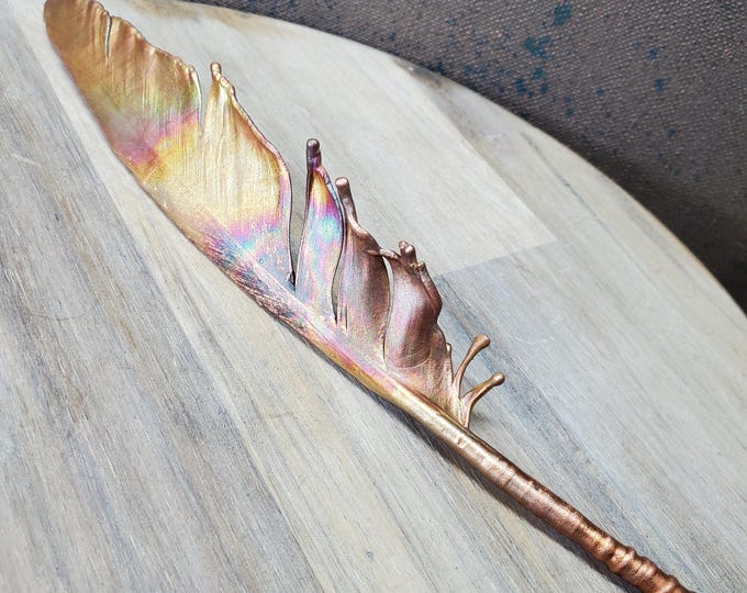 Copper Electroformed Feather With Flame Painted Patina. Real Feather ...