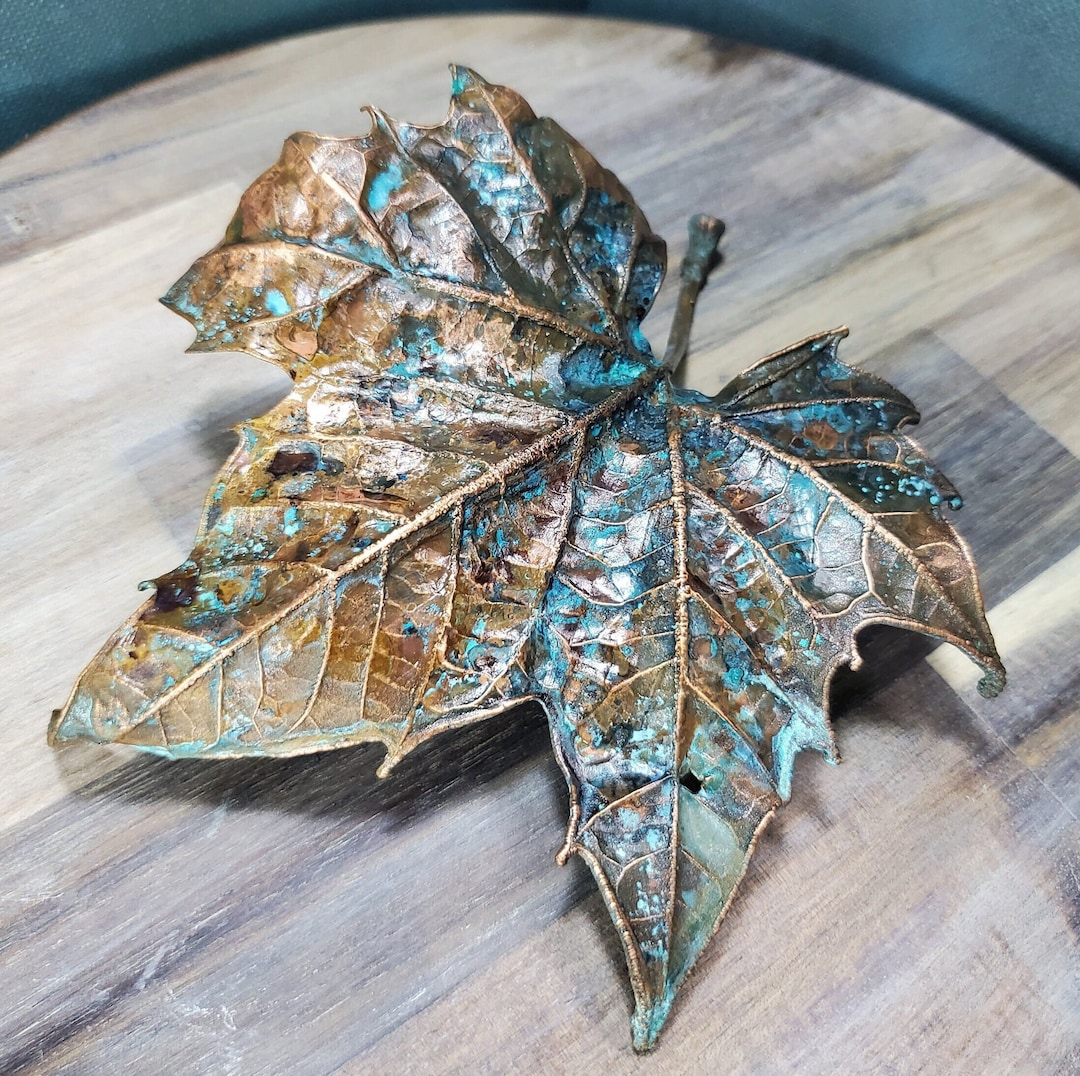 Copper Plated Sycamore Leaf With a Forced Salt Patina. Copper ...