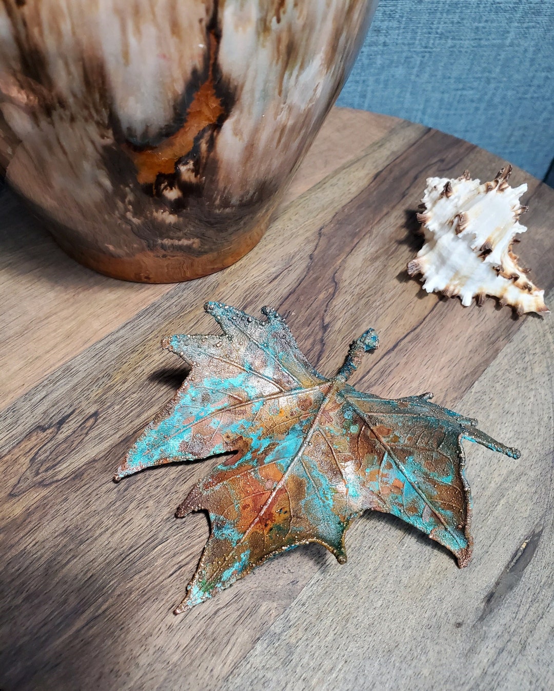 Copper Plated Sycamore Leaf. Copper Electroformed Leaf With Forced ...