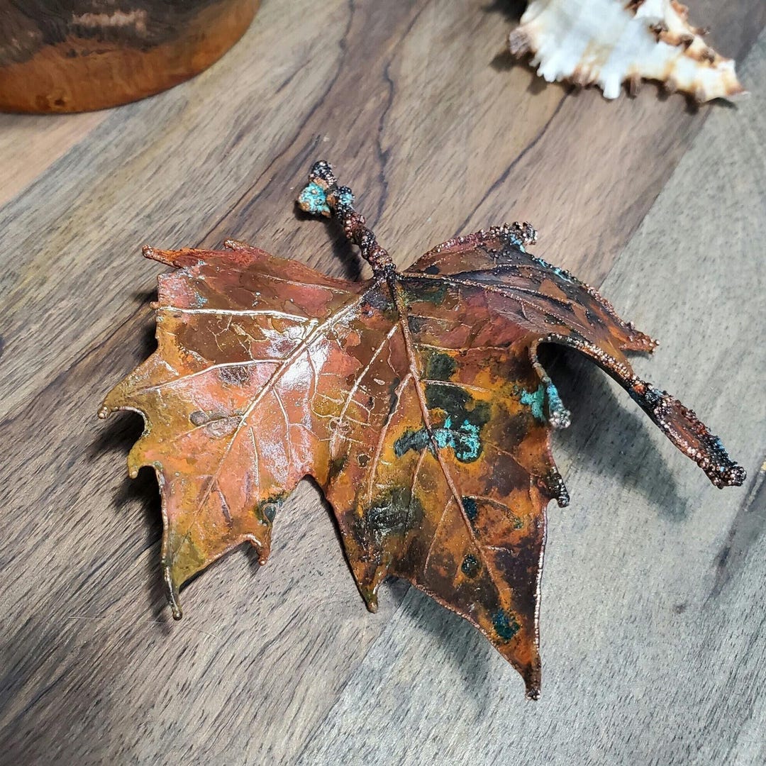 Copper Plated Sycamore Leaf. Copper Electroformed Leaf With Force ...