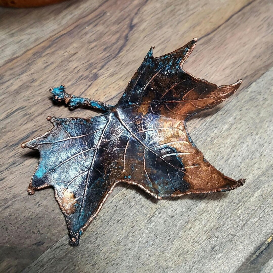 Real Copper Electroformed Sycamore Leaf With a Forced Salt Patina ...