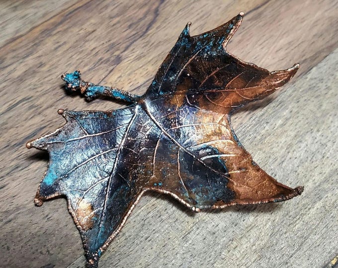 Real Copper Electroformed Sycamore Leaf With a Forced Salt Patina ...