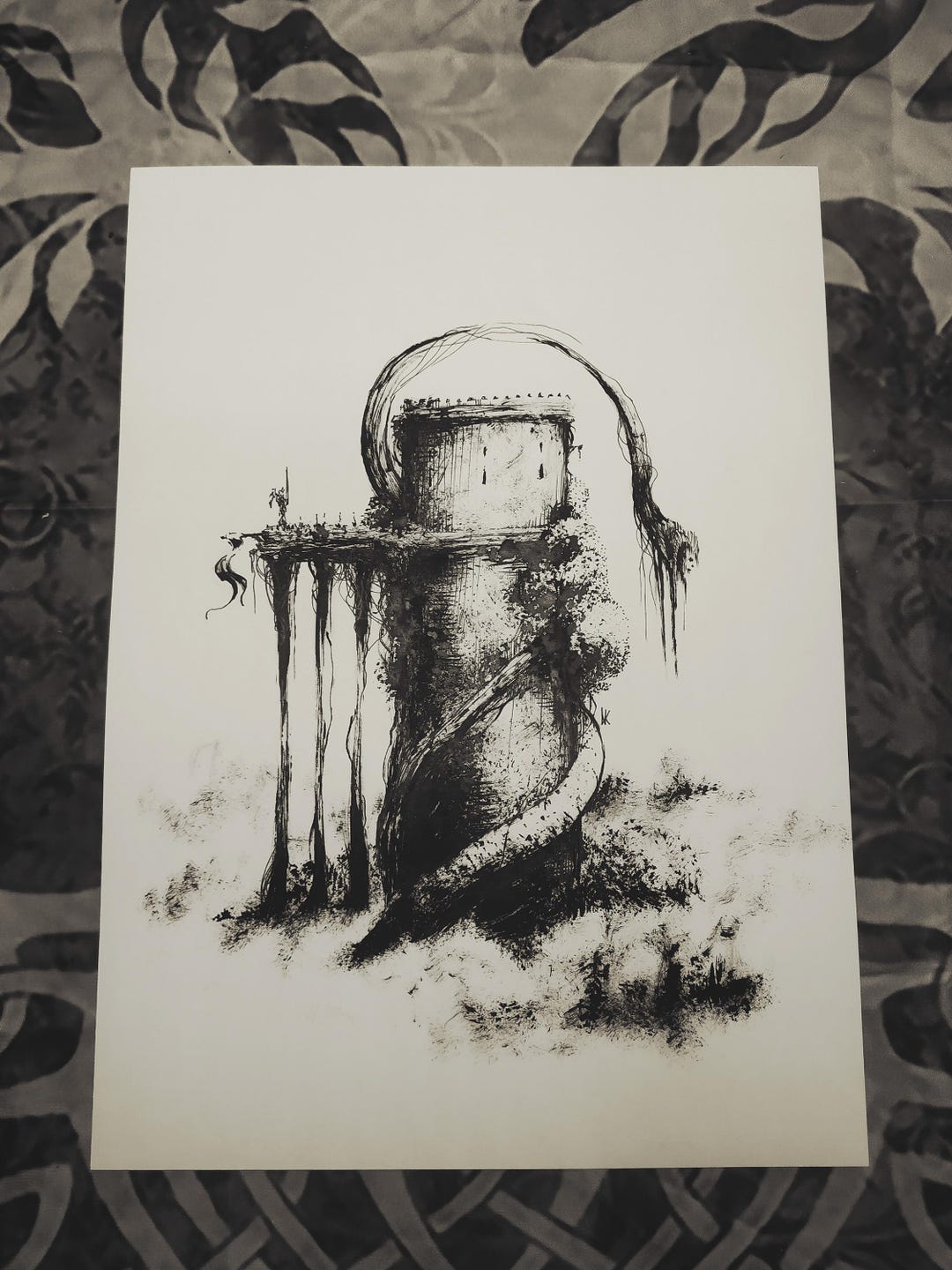 Tower of the Count, Original Dark Fantasy Drawing in Ink - Etsy