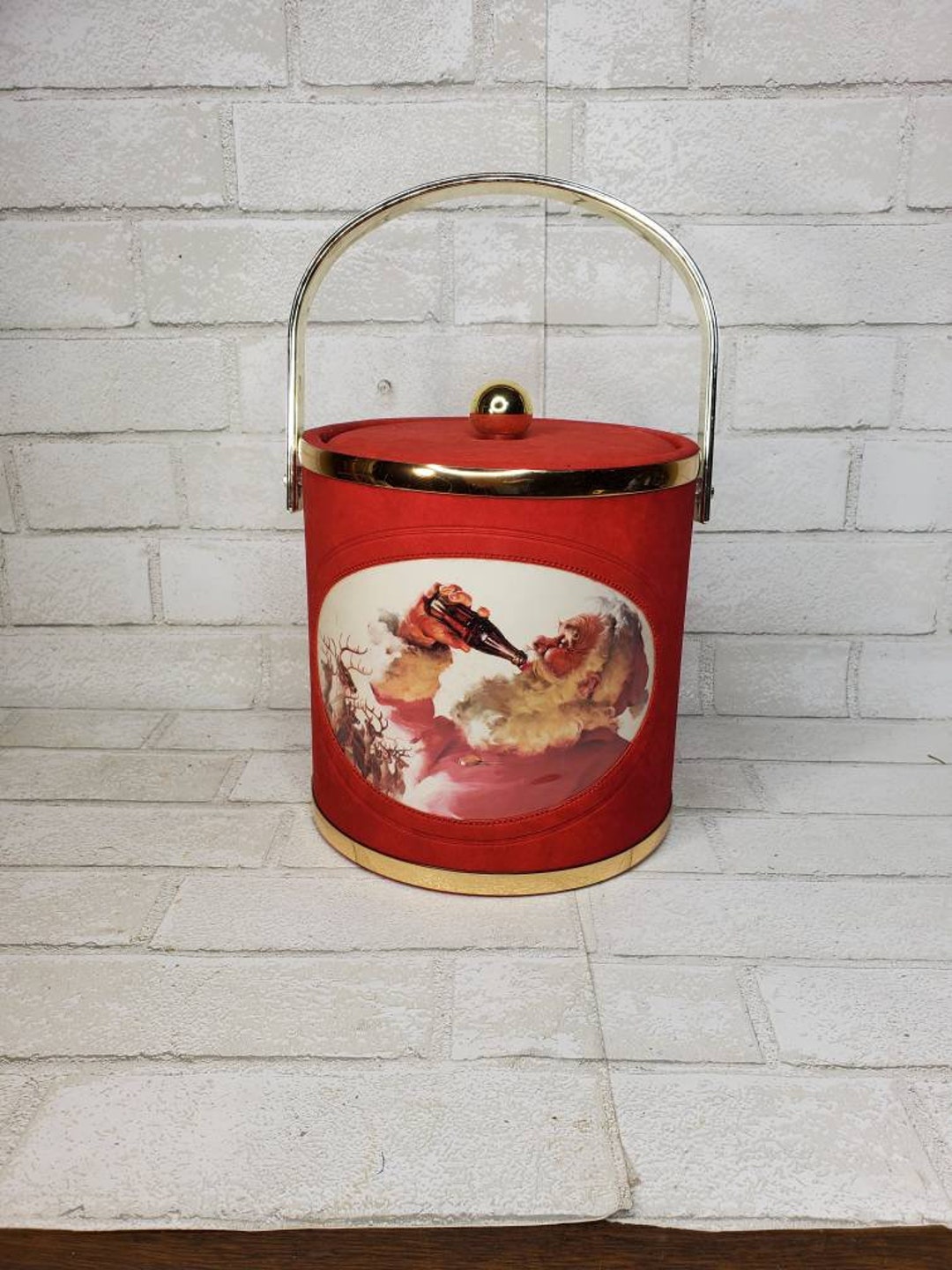 Vtg Santa Ice Bucket by Custom Deco 3 1/2 Quart Made in USA 1993 Coca ...