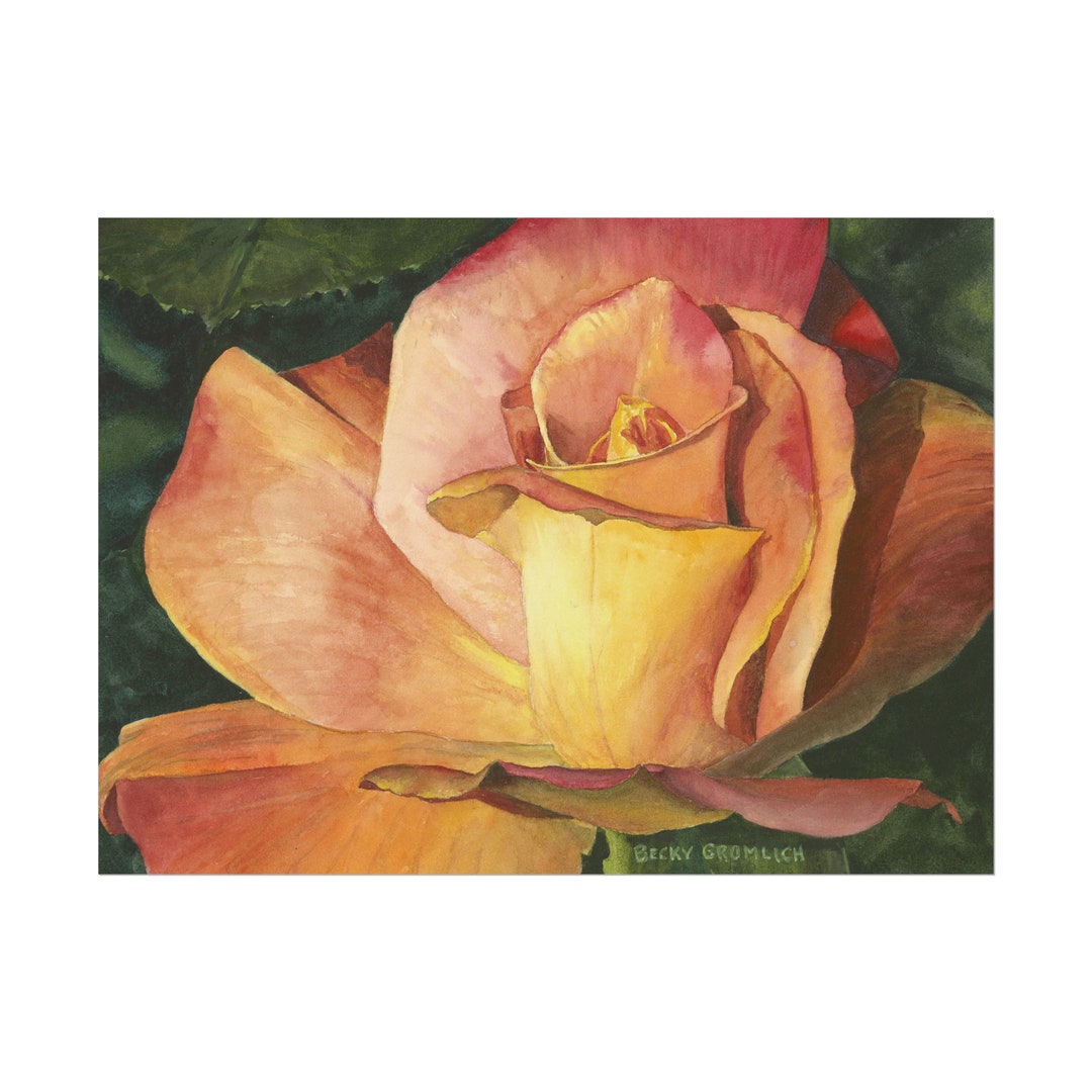 Peace Rose Textured Watercolor Print - Etsy