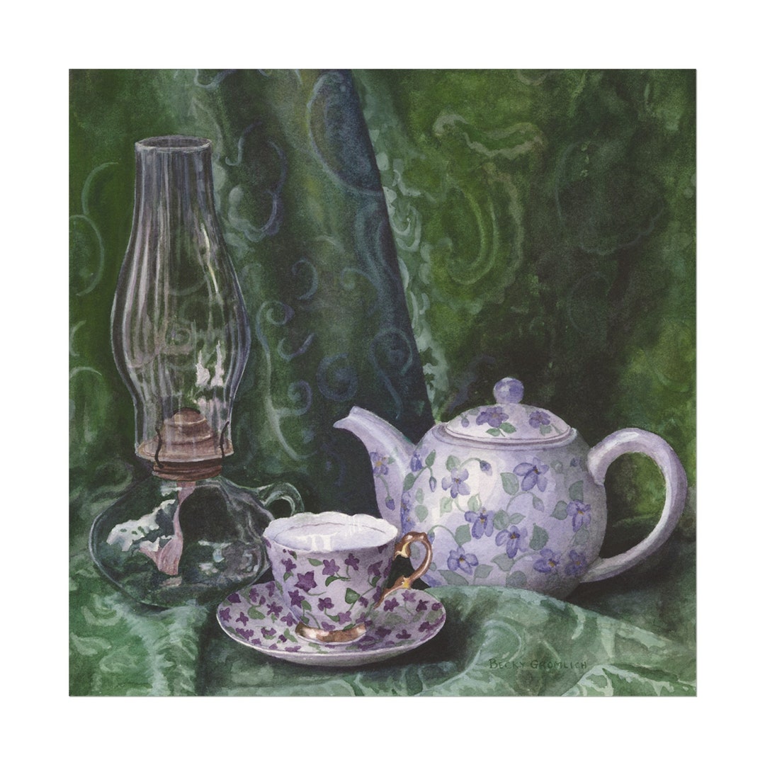 Mom's Teacup Textured Watercolor Print - Etsy