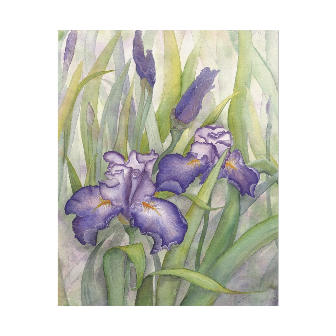 Purple Iris Textured Watercolor Print - Etsy