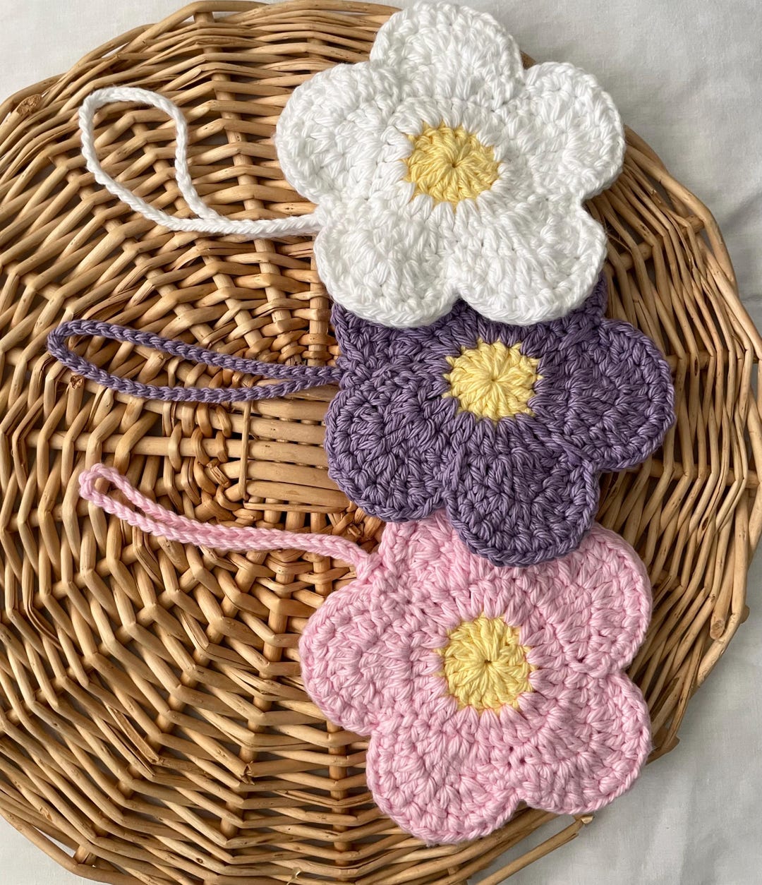 Flower Pouch, Coin Pouch, Crochet Flower Pouch, Flower Bag Charm, Bag ...