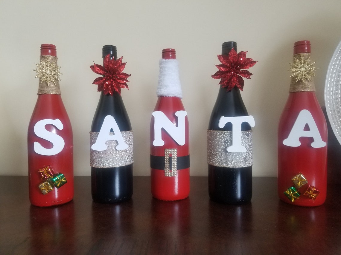 SANTA Wine Bottles - Etsy