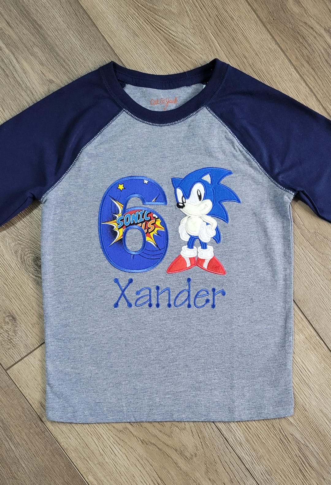 Sonic Birthday Applique Shirt: Embroidered Cotton Blend Top - Etsy