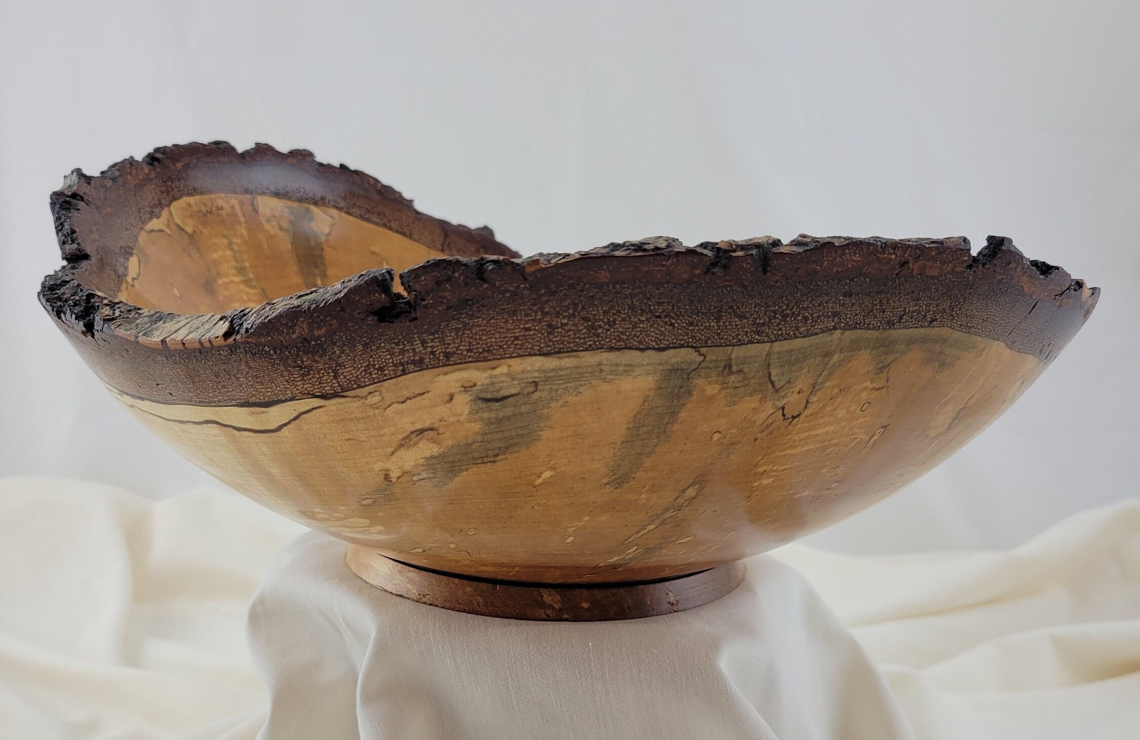 14 Live Edge Spalted River Birch Bowl,15.5x6 Bowl, Bread Bowl, Fruit ...