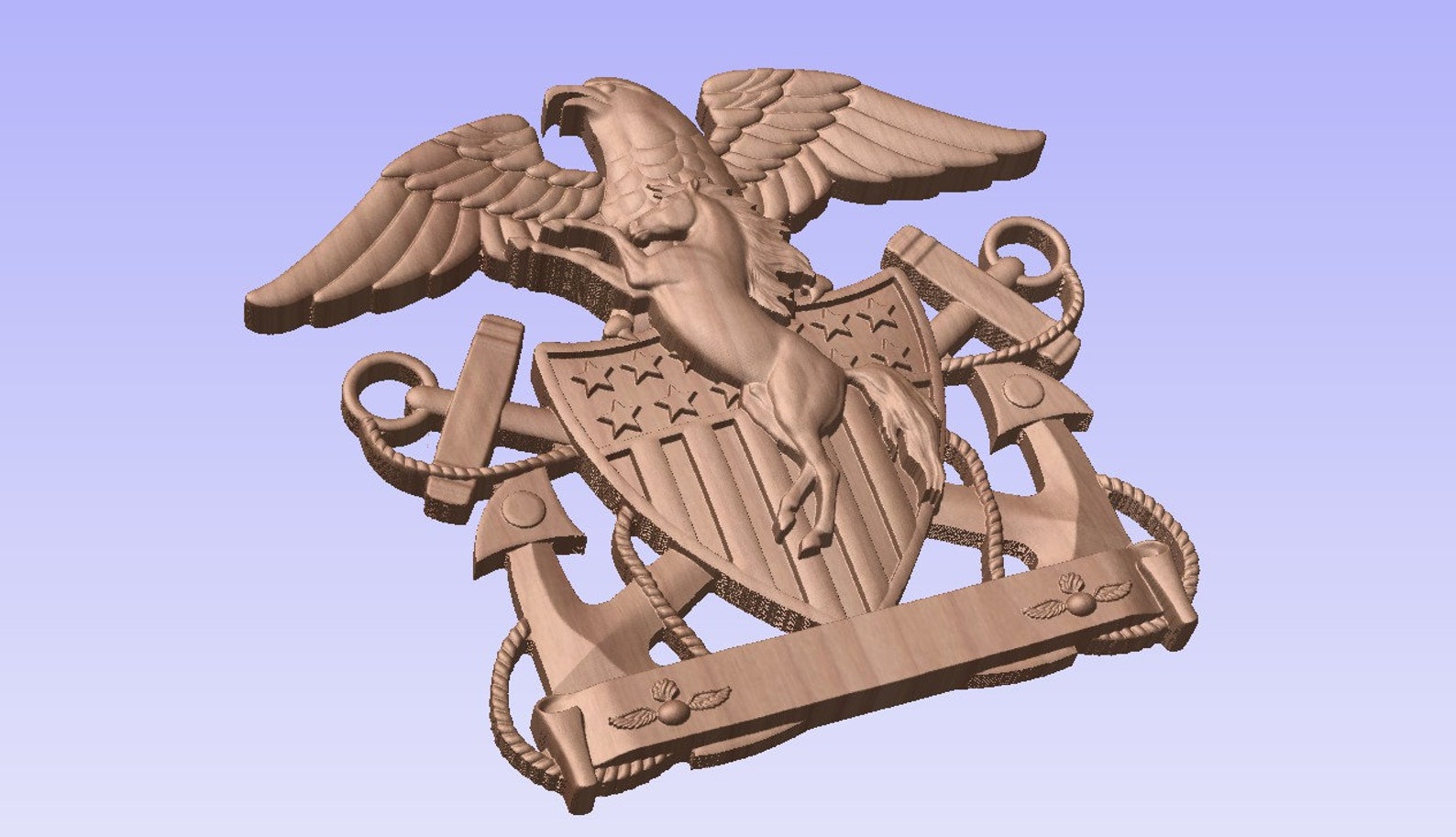 Navy Gunner Officer Crest (mustang) 3D STL File for CNC Machining or 3D ...