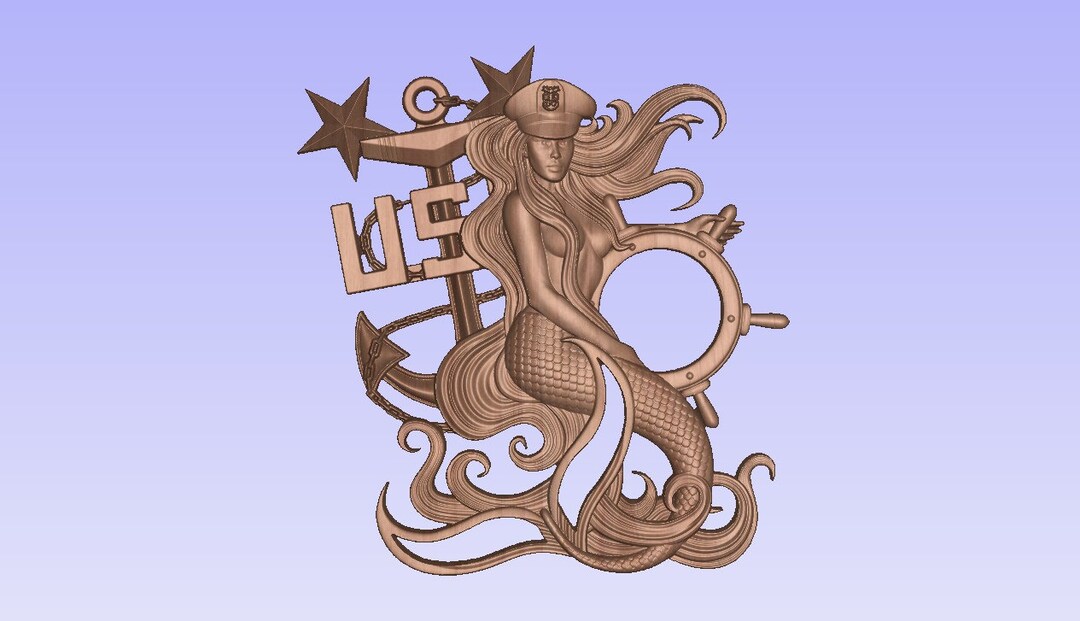 US Navy Master Chief Anchor Mermaid Shadowbox 3D Object, File Download ...