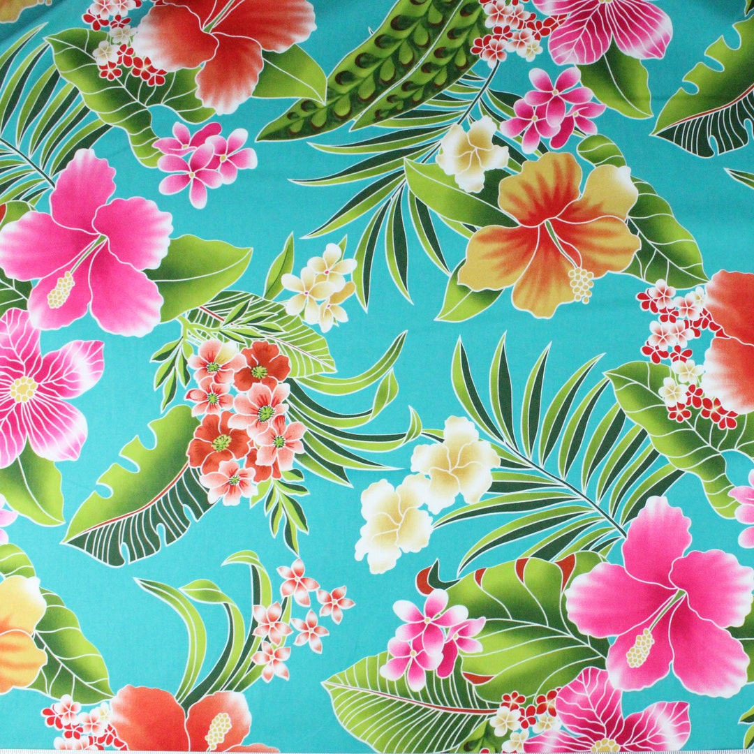 Fabric Hawaiian Print Fabric Tropical Floral Fabric by the Yard ...