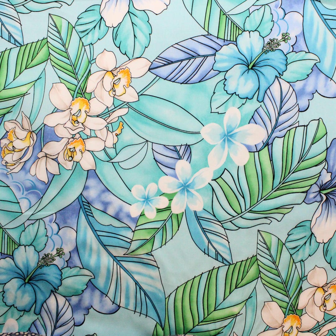Hawaiian Print Fabric Watercolor Tropical Floral Fabric by the Yard ...