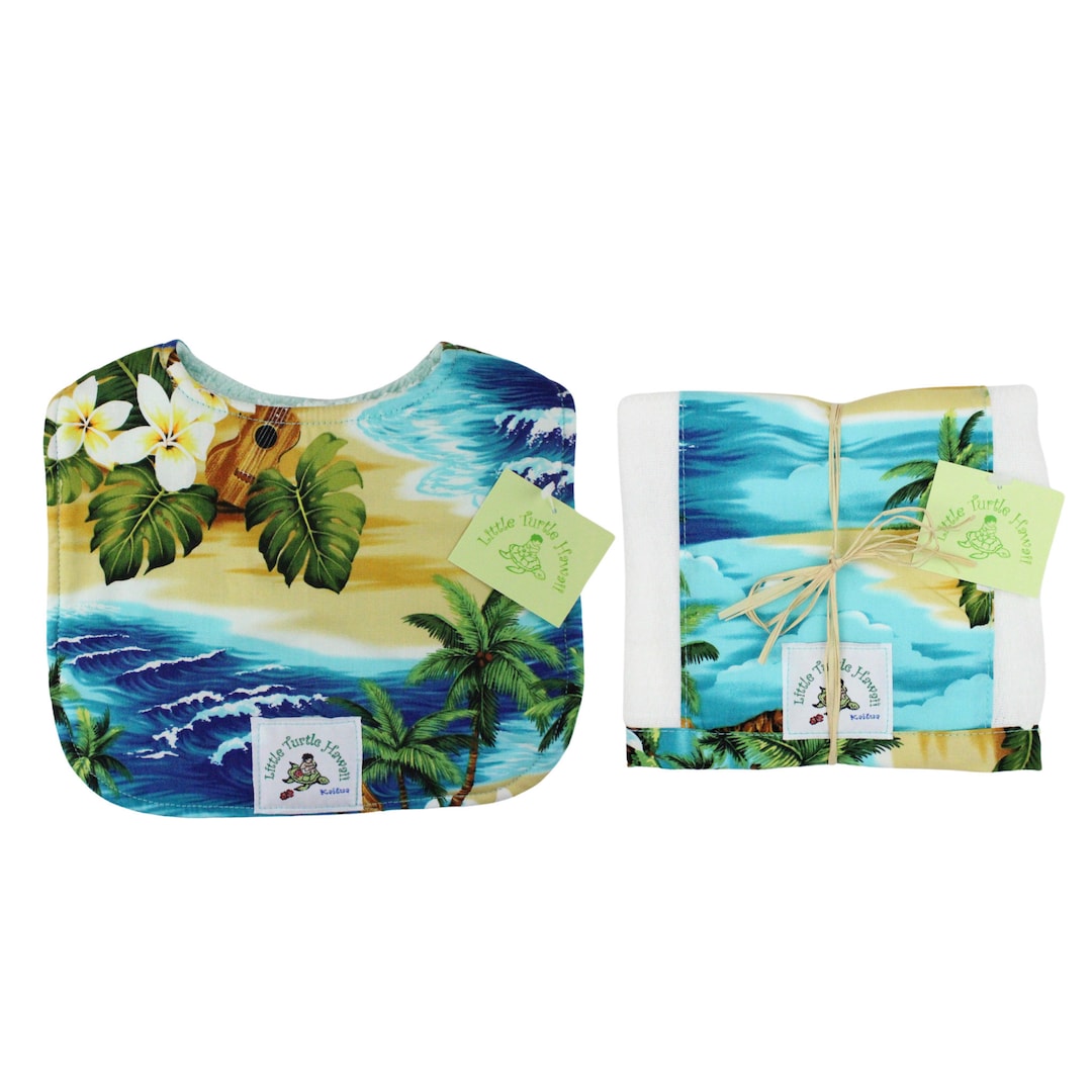 Hawaiian Baby Gift Set Bib and Burp Cloth Made in Hawaii Hawaiian Baby ...